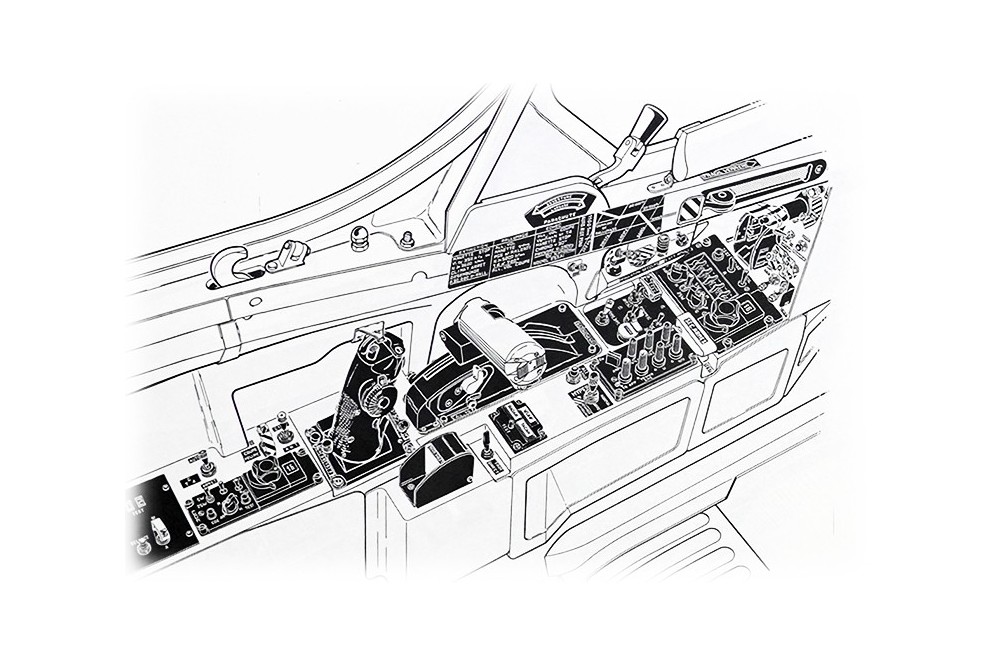 Mirage F-1B front seat cockpit layout training poster