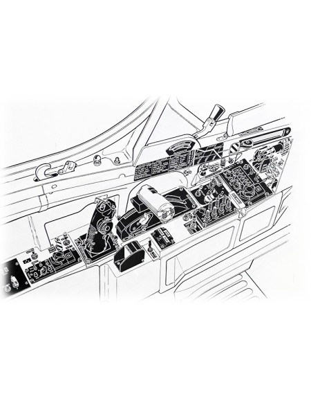 Mirage F-1B front seat cockpit layout training poster